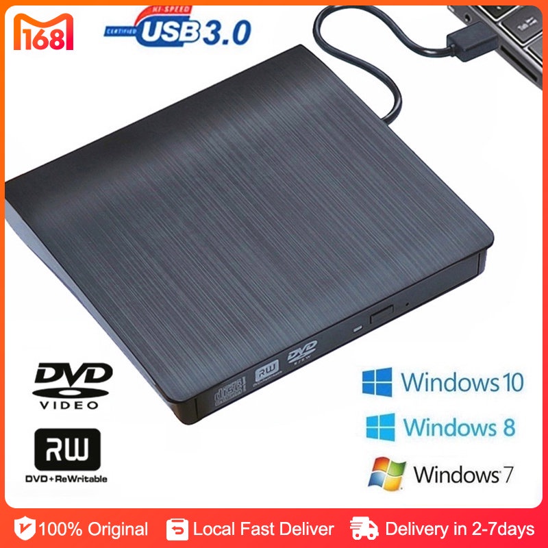 USB 3.0 Slim External DVD Drive CD RW Card Reader Burner Player ...