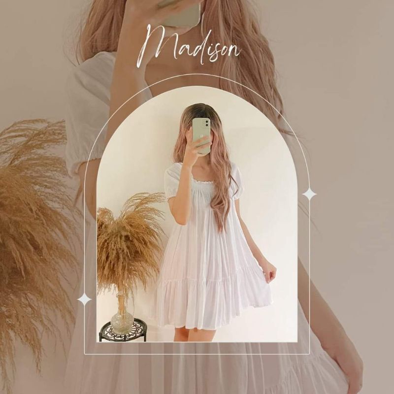 MADISON|Smock Neckline Fluted Hem Dress/up to Large | Shopee Philippines