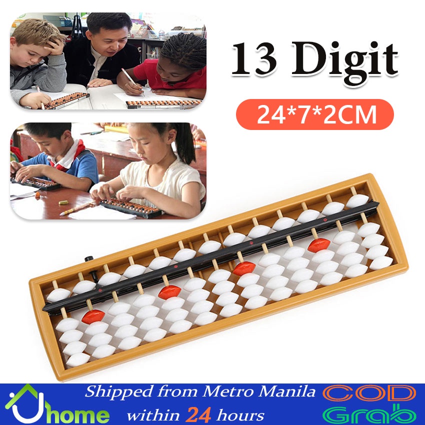 【SOYACAR】13 Digits Column Abacus Arithmetic Soroban Calculating Counting Math Learning Toy ...