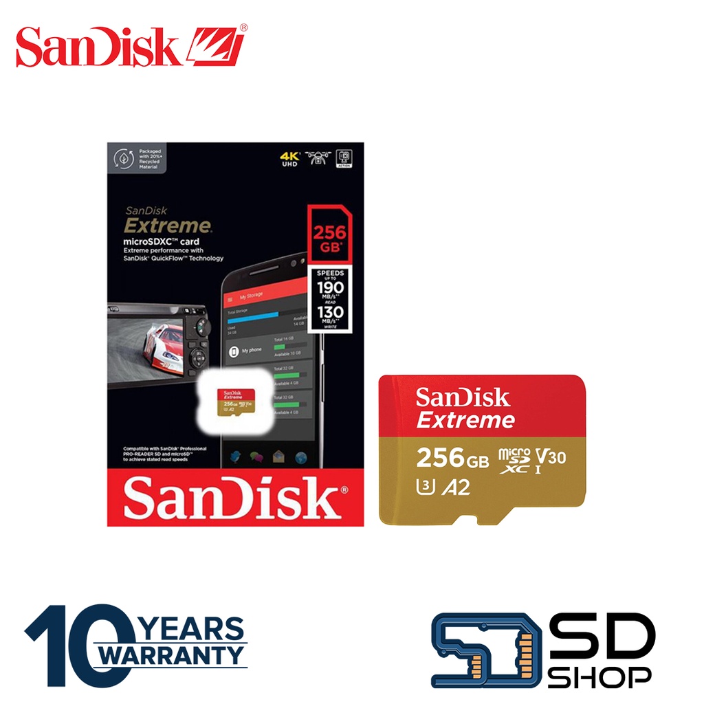 SanDisk Extreme 256GB/1TB MicroSDXC UHS-I Memory Card Up to 190MB/s, Micro SD SDSQXAV | Shopee ...