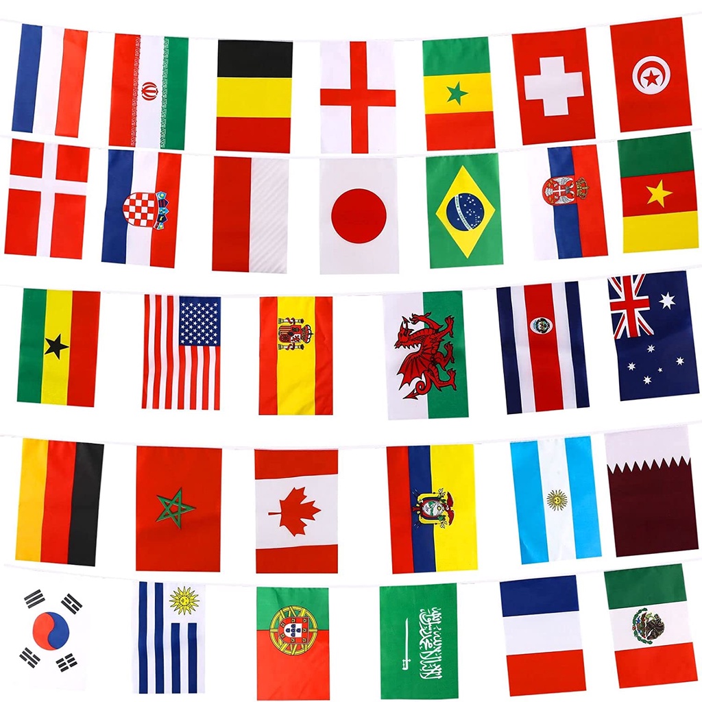 World Cup Football 2022 Bunting Banner World Cup 32 Countries Flags ...