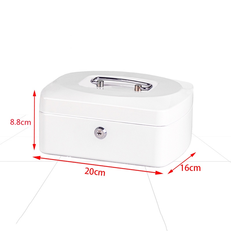 White key new suitcase safe box with safety lock cash tray metal cash ...