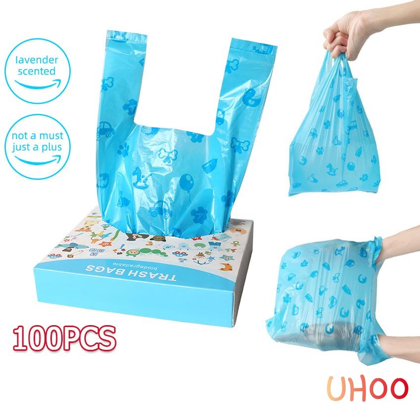 100Pcs/Box Disposable Biodegrable Trash Bags Outdoor Degradable Waste ...