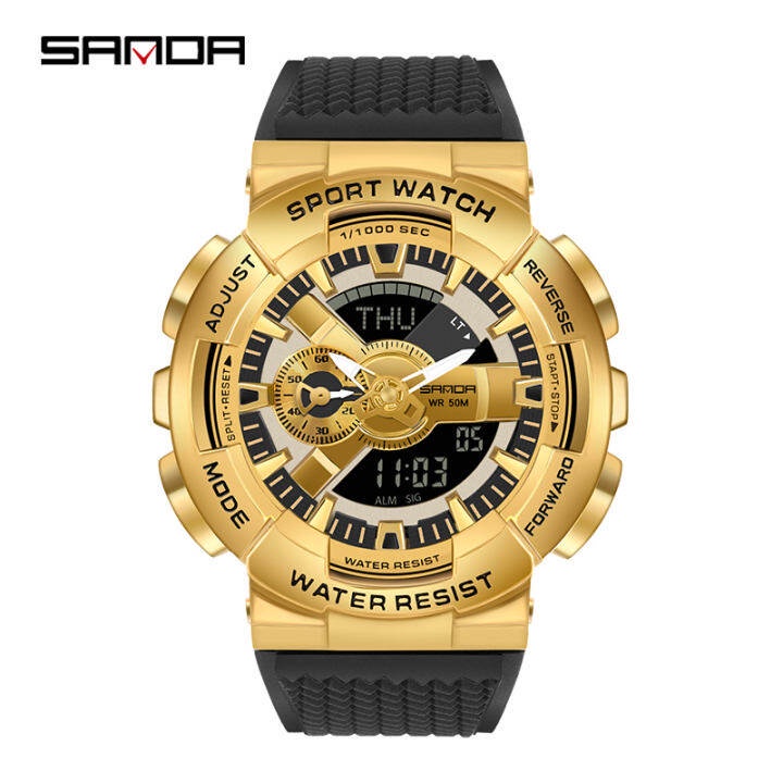 SANDA Sports Fashion Dual Display Watch (GOLD) | Shopee Philippines