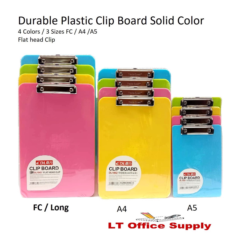 Dingli DL Office Clip Board Durable Plastic Clip Board Solid Color ...