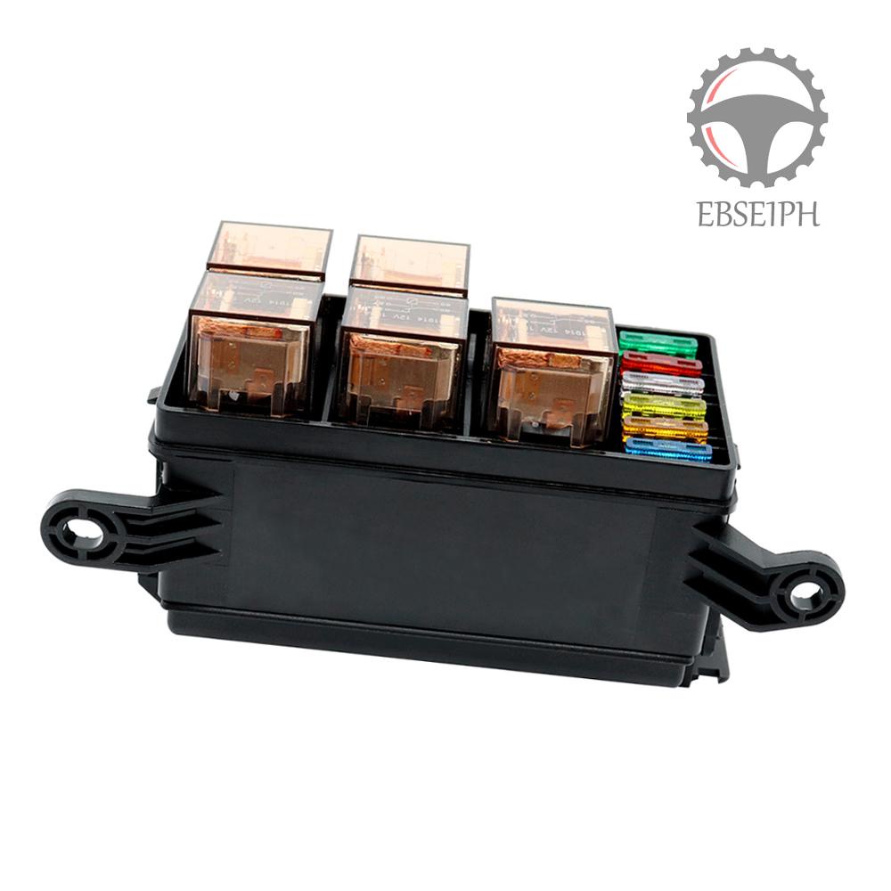 12-Slot Relay Box 6 Relays Slots 6 ATC/ATO Standard Fuses Holder Block ...