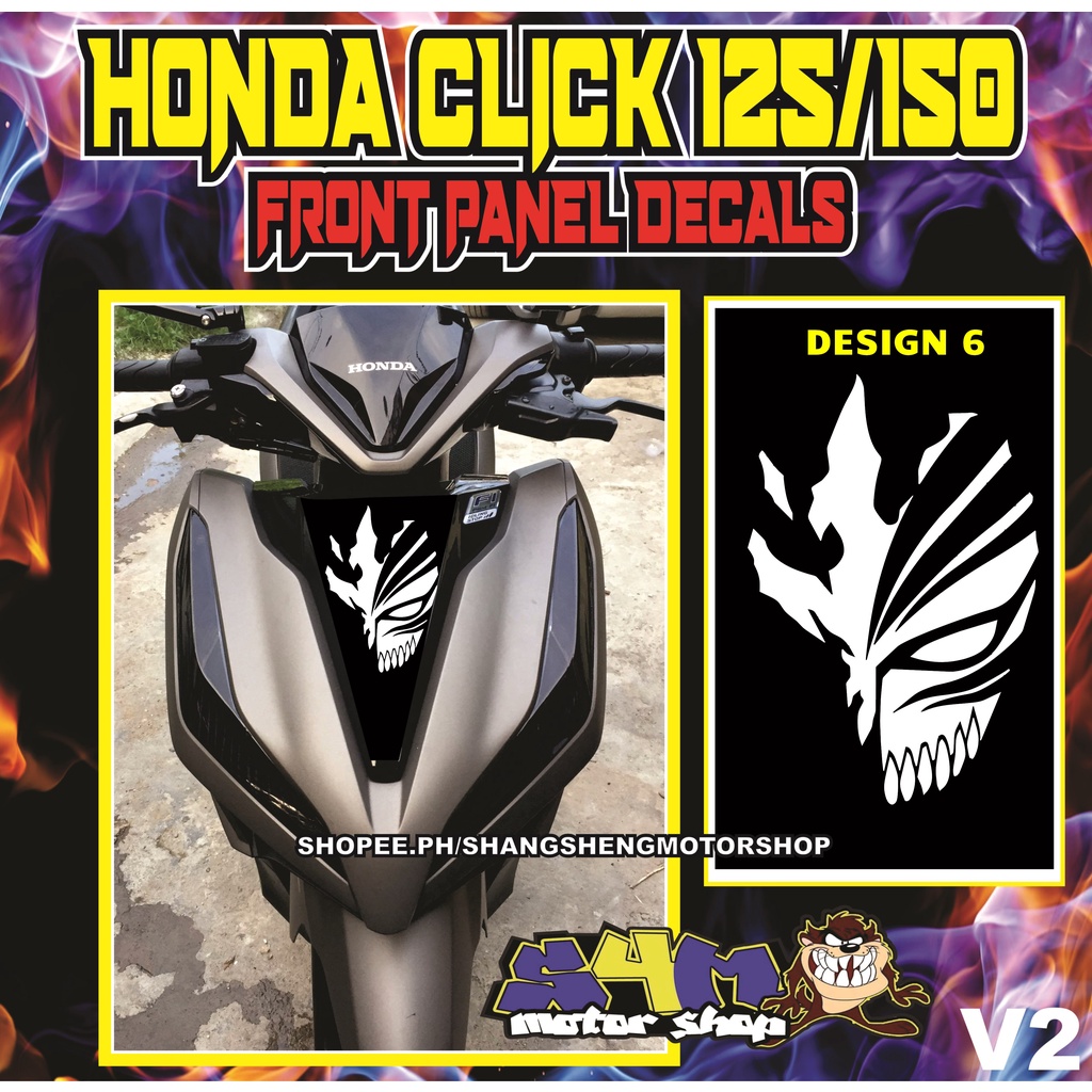 NEW DESIGN - HONDA Click 125/150 V-Front Decals (White Sticker ...