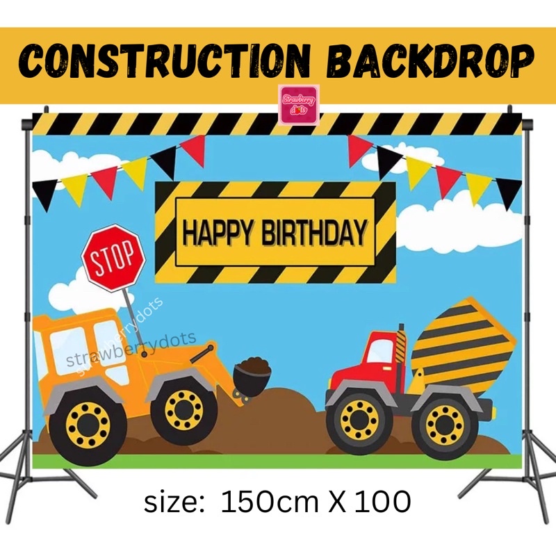 Construction Theme Backdrop Construction Theme Birthday Construction ...