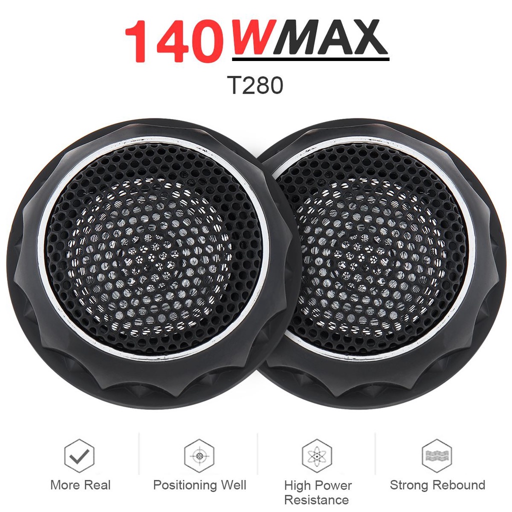 2pcs 150W YH-T280 12V High Efficiency Lightweight Mini Dome Tweeter ...