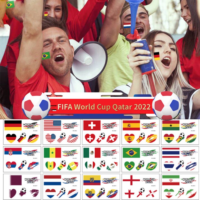 FIFA World Cup Qatar 2022 Top 32 Logo Cheer Football Tattoo Sticker ...