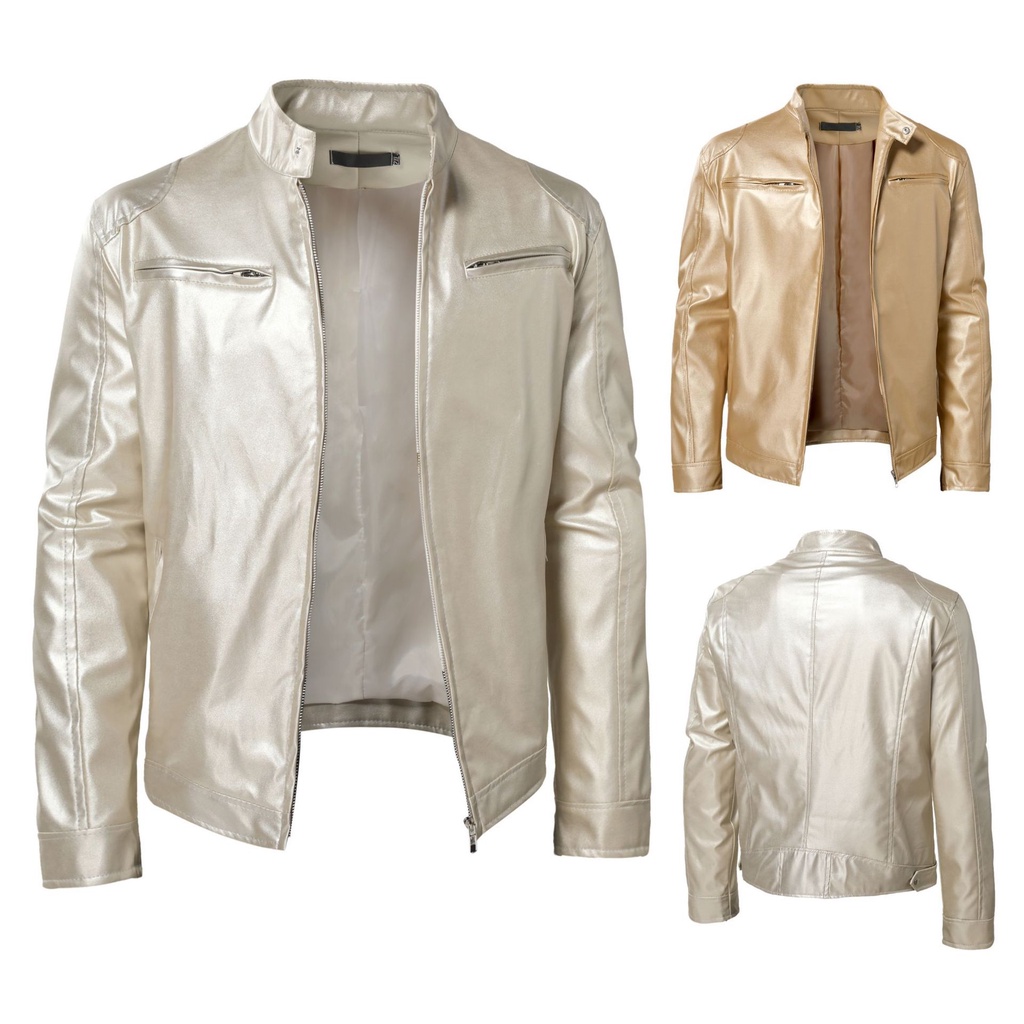 Dress gold sequin leather jacket South Korea stand -up jacket jacket ...