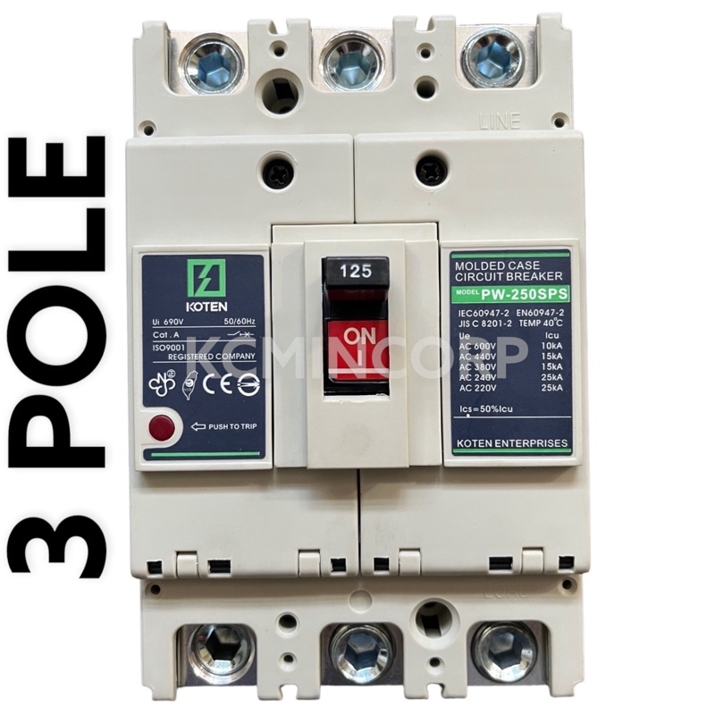 KOTEN TQD/PW Bolt-On Circuit Breaker(Industrial Type) 125, 150, 175, 200, 225amp 2pole 3pole ...