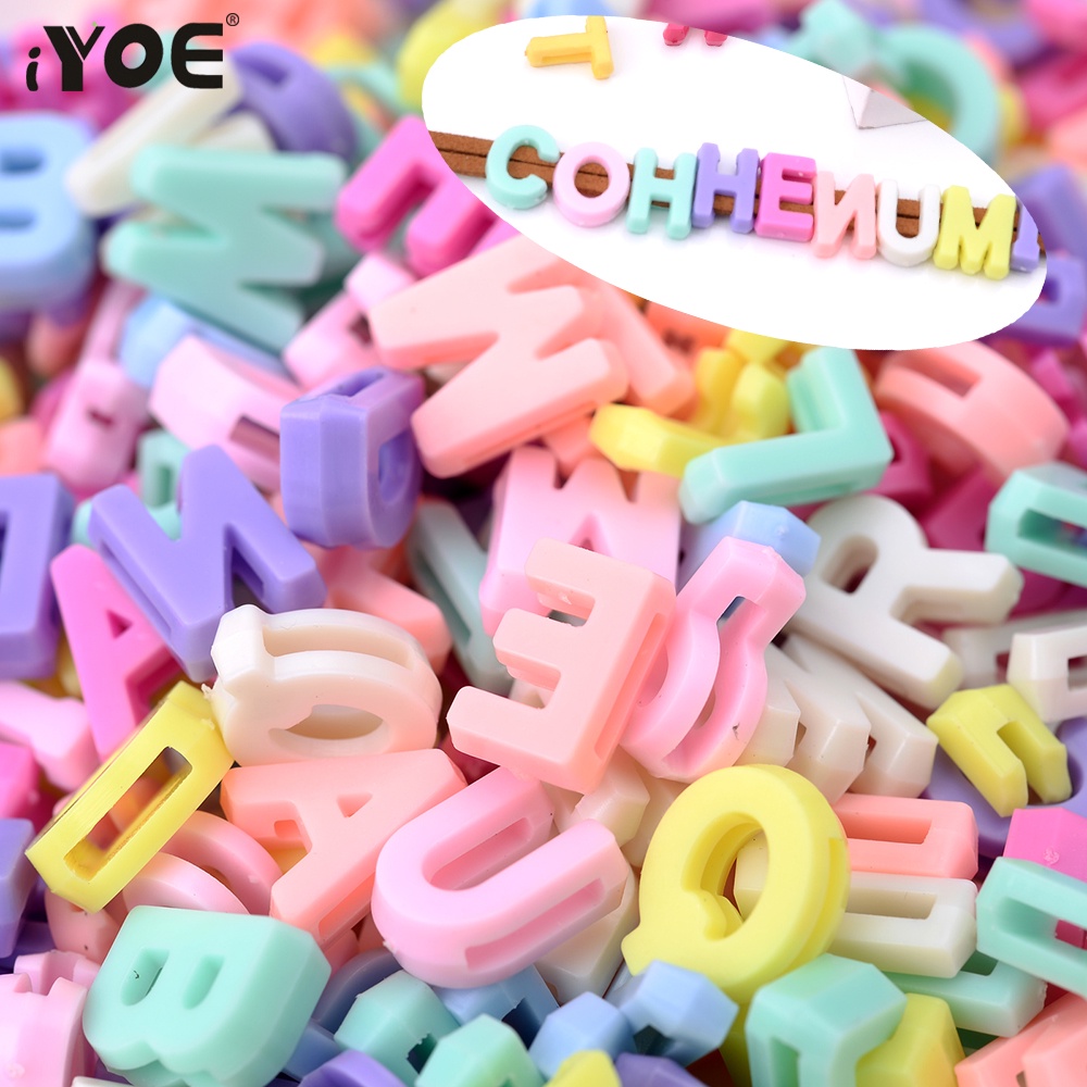 100pcs/Lot Macaroon Random Mix Letters Beads 3d Acrylic Alphabet Spacer ...