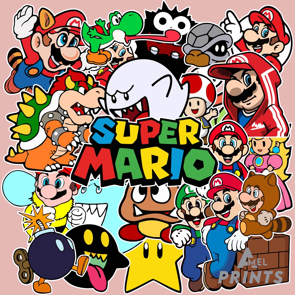 50 PCS Super Mario (Video Game) Graffiti Sticker Set - 3CM, 4.5CM, 6CM ...