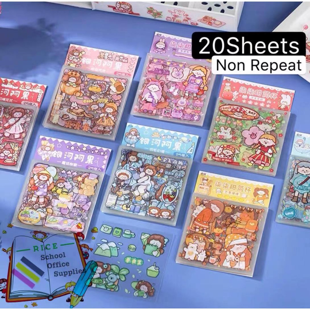 Rice 20Sheet non-repeat Korean Girl Sticker Stationery Scrapbooking DIY ...