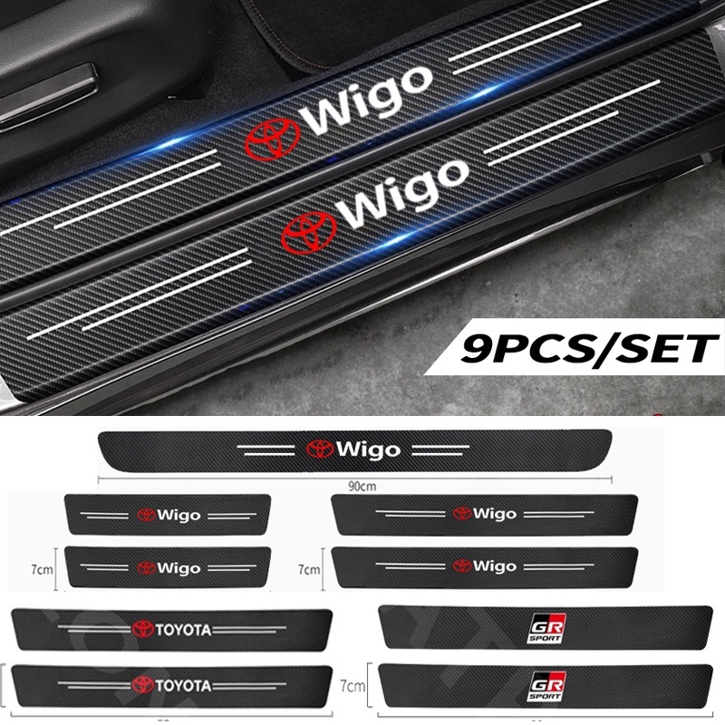 Car Door Sill Strip Leather Carbon Anti Scratch Threshold Sticker for ...