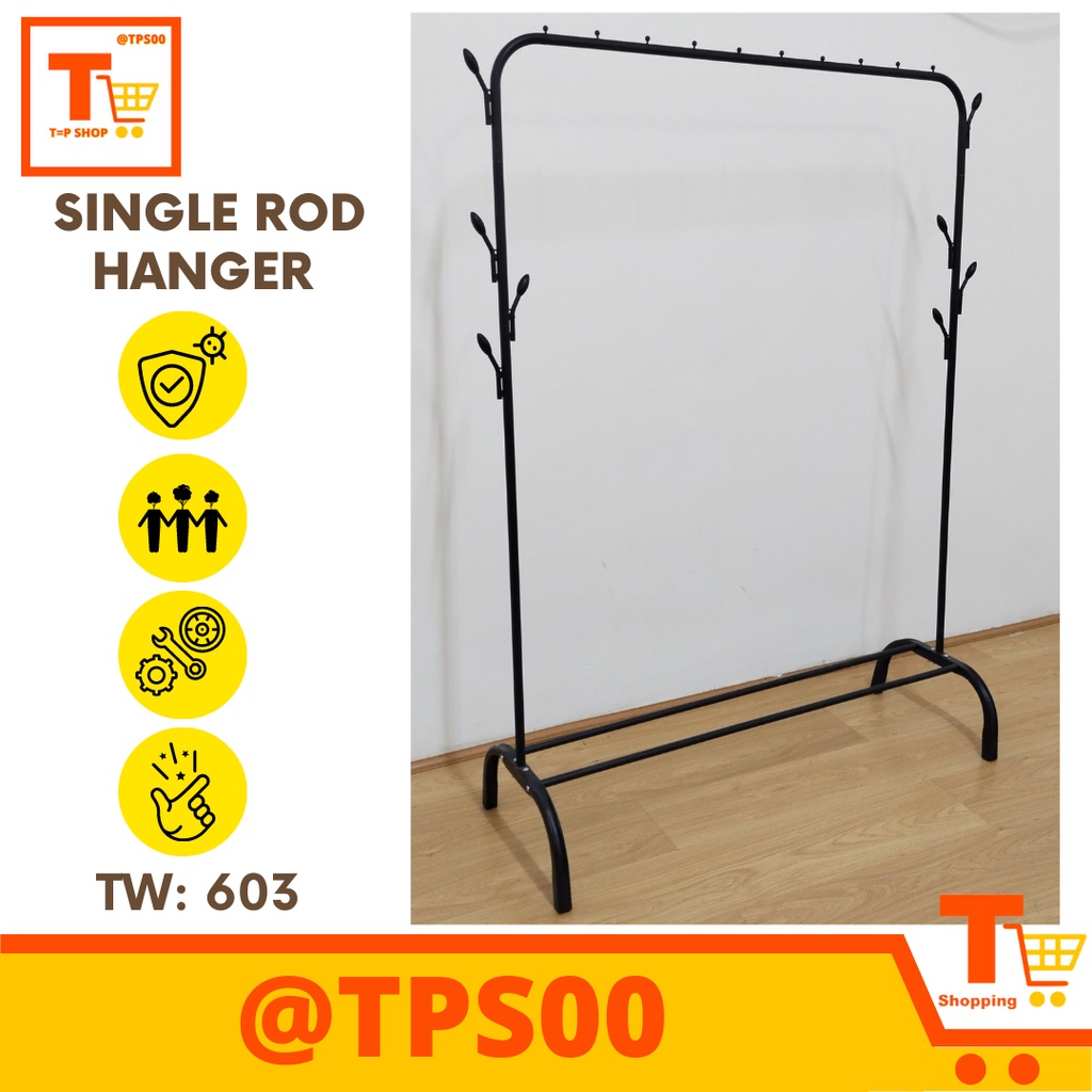 SINGLE ROD HANGER Floor-standing Drying Rack Bedroom Clothes Hanger ...