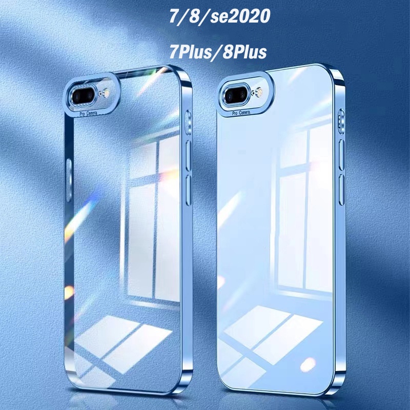 Luxury 6D square plating transparent case for iPhone 7 Plus 8 Plus 7 8 ...
