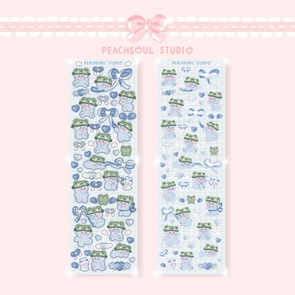Riri Bear Blue Ribbon Deco Seal Vinyl Glitter + Holo Sticker Sheet by ...
