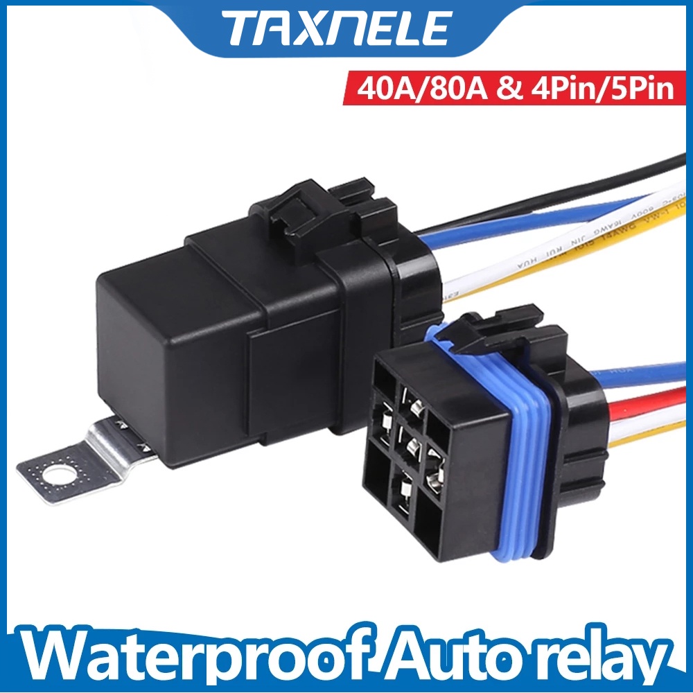 Automobile Relay Waterproof Integrated Wired DC12V 24V 40A 5Pin 4pin ...