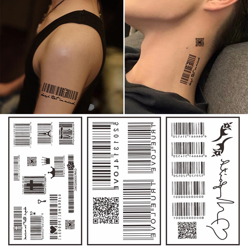 Love Barcode Pattern Body Art Tattoo Sticker Creative Water Transfer ...