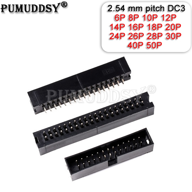 2.54 MM Pitch DC3 Through Hole 6 8 10 12 14 16 20 26 30 34 40 50 Pin ...