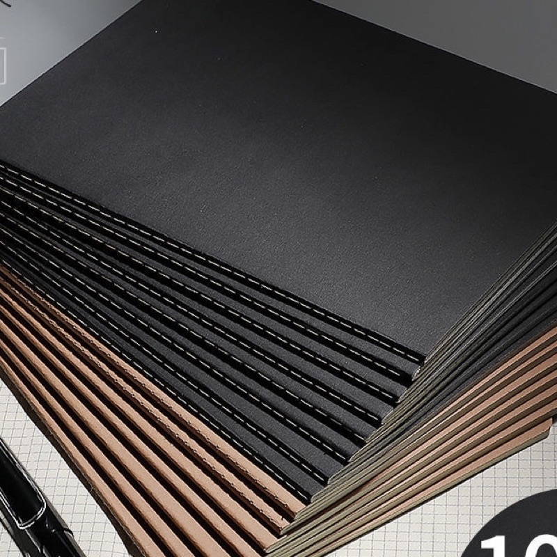 A5 Kraft Paper Notebook Retro Black Kraft Notepad Student Stationery ...