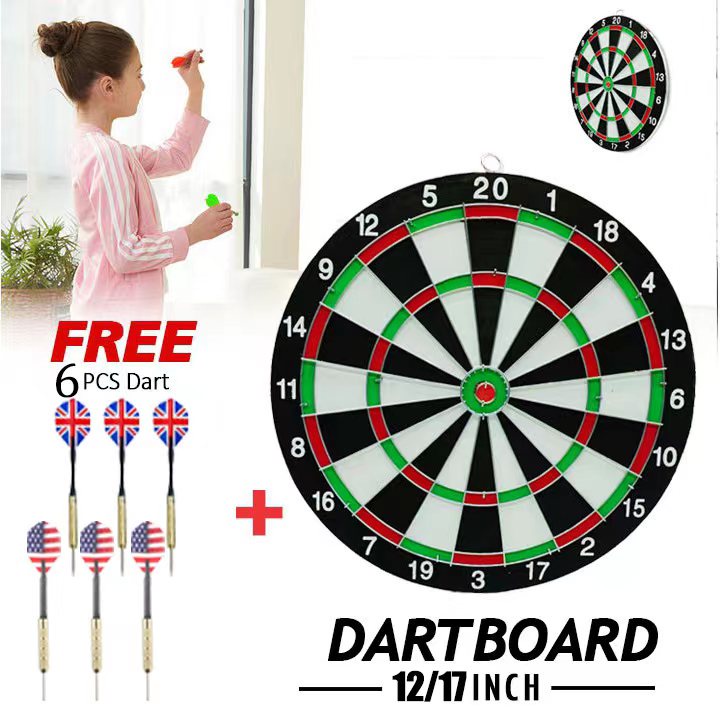 Dart Board Set Original Thickened Double-Sided with 6 Dart Pins (12/17 ...