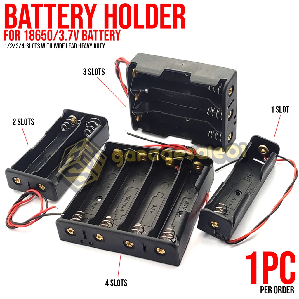 Battery Holder 18650 1S 2S 3S 4S Single Double Triple Quad With Wire ...