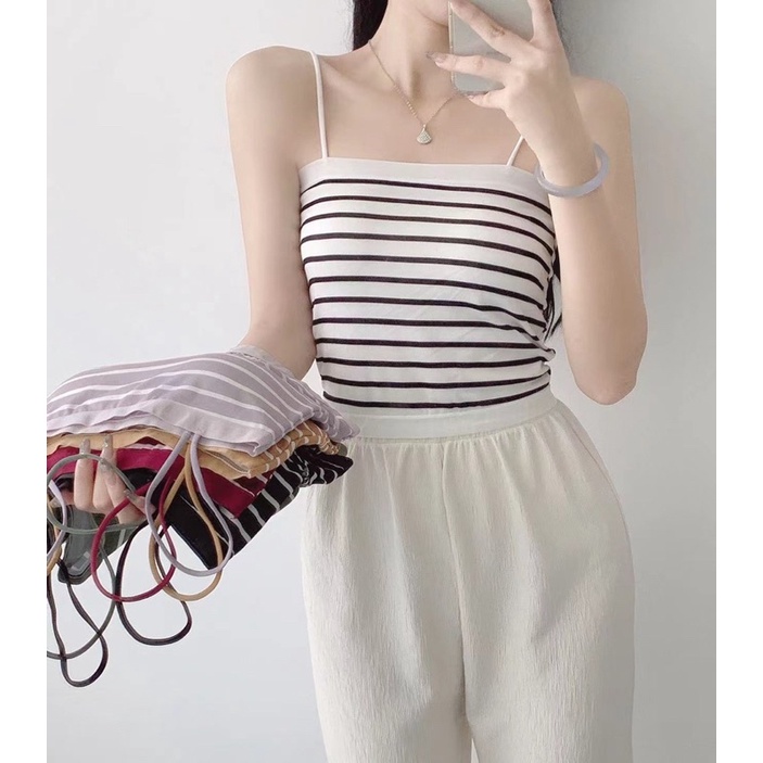 LSJ Striped Camisole Padded Inner Bra Tank Top | Shopee Philippines