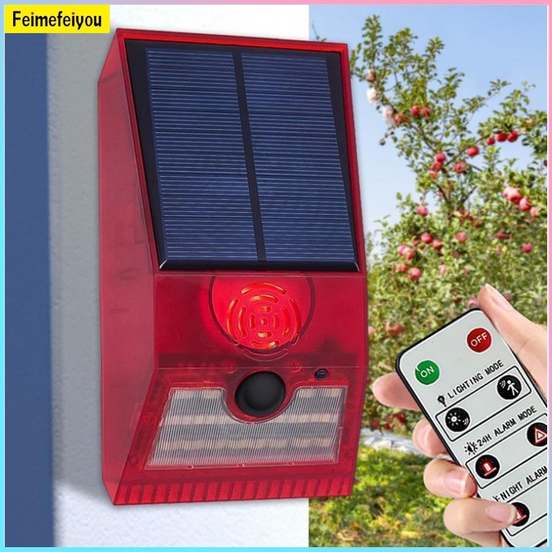 Solar Sound Alert Flash Warning Sound Light Alarm Motion Sensor 129db Decibels Siren Strobe ...
