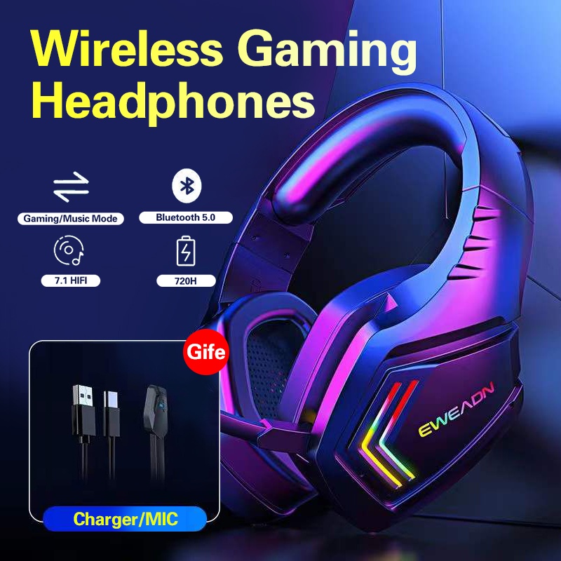 MKEPS Bluetooth Gaming Headset With Mic Noise Cancelling Headphones ...