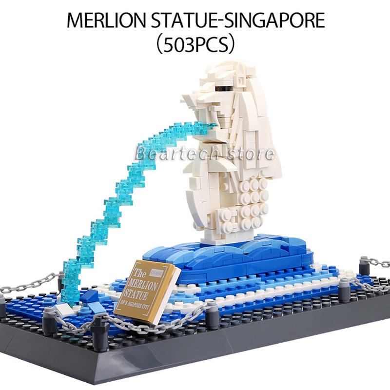 Singapore Merlion Fountain Landmark Architecture Building Blocks Bricks ...