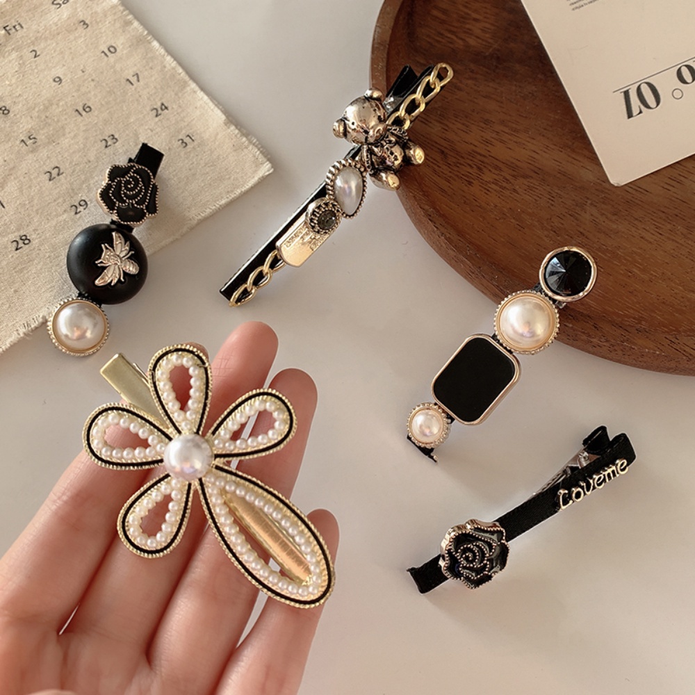 Retro 5-piece hair clip simple pearl edge clips | Shopee Philippines