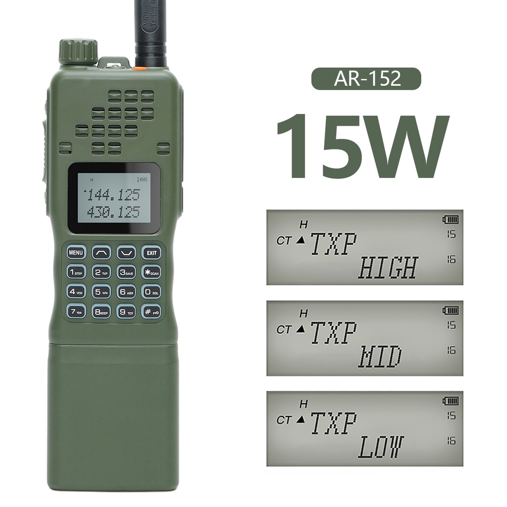 Baofeng AR-152 Ham Radio 15W Long Range Rechargeable Handheld Military ...