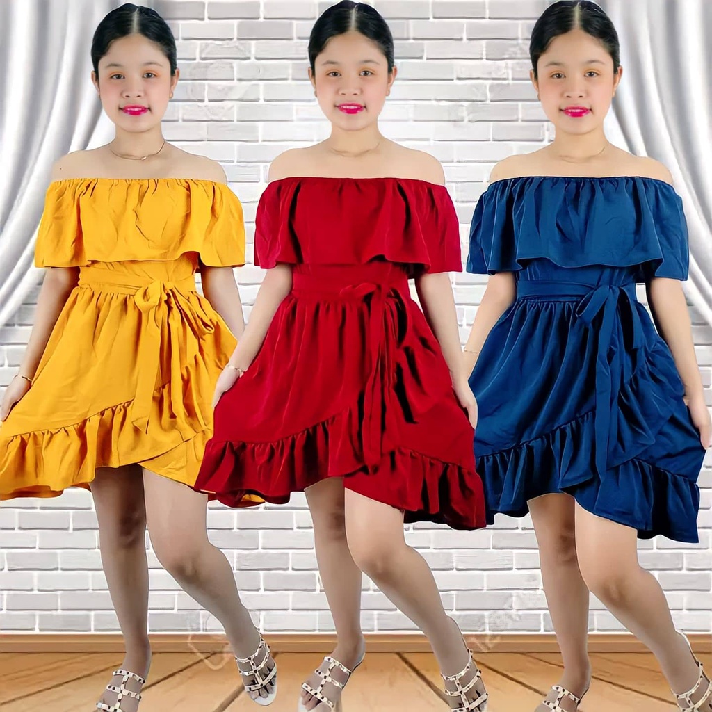KIKAY TREND I AUDREY KIDS DRESS FIT 9-13 KIDS OFF SHOULDER DRESS ...