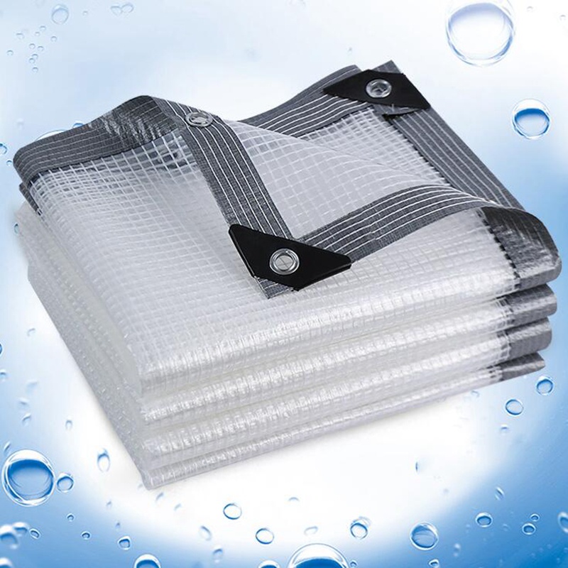 Transparent Grid Tarpaulin Sunscreen PVC Waterproof Cover Home Garden ...