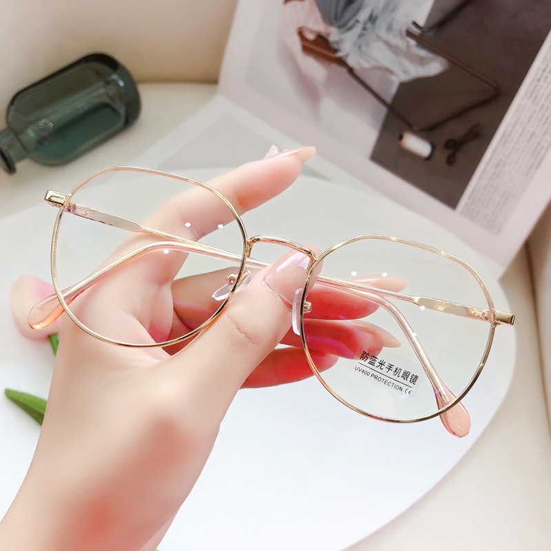 Anti Radiation Glasses Anti Blue Light Oval Lens with Metal Frame ...