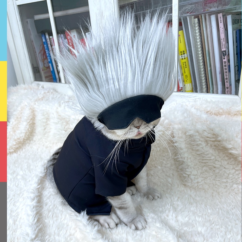 Anime Jujutsu Kaisen Gojo Satoru Pet Cat Dog Cosplay Costume Wig With ...