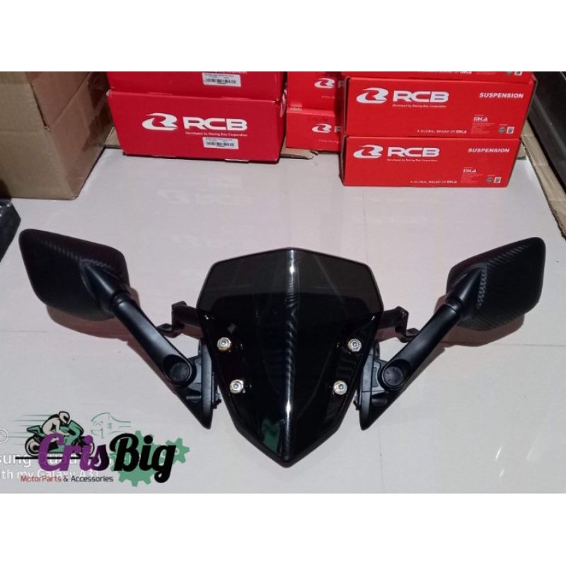 R25 Side Mirror with bracket and visor for Aerox 155 V1 / V2 | Shopee ...