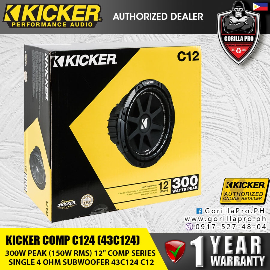 Kicker Comp C124 (43C124) 300W Peak (150W RMS) 12 Comp Series Single 4 ...