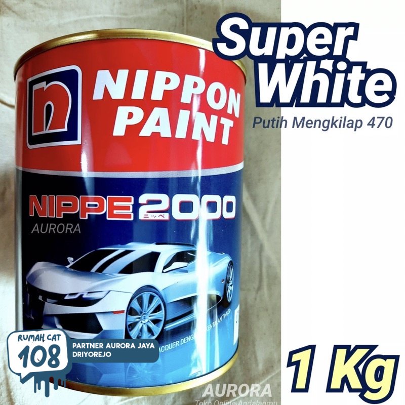 PUTIH Cat NIPPE 2000 SUPER WHITE 1kg WHITE Shine 470 NIPPON PAINT duco ...