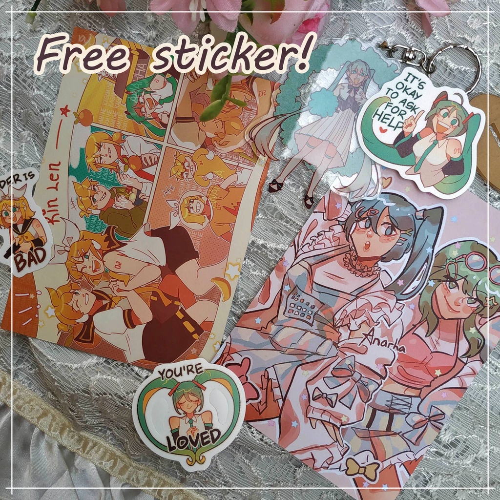 Collectible artprint Vocaloid A6 sticker die cut & photocard Hatsune ...