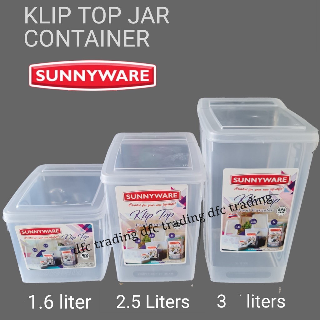 Square Food Grade Canister JAR Container clip top Kliptop flip top upwh ...