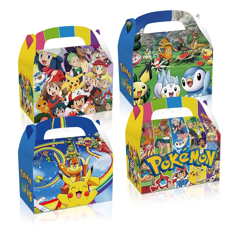 4pcs Pokemon Pikachu Gift Box Candy Loot Bag Cartoon Theme Party ...