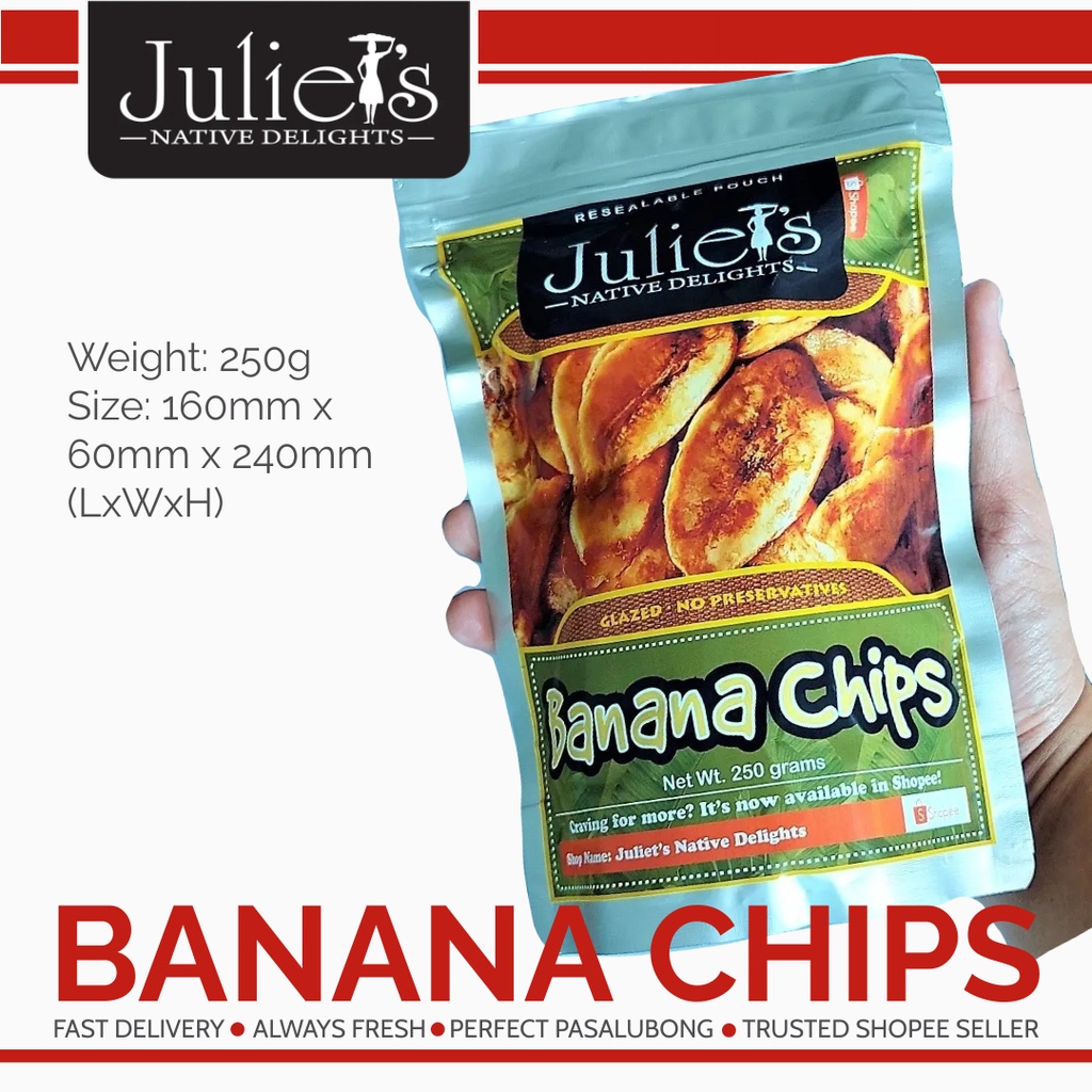 (choose J&T) Juliet's Native Delights Banana Chips (240grams) | Shopee ...
