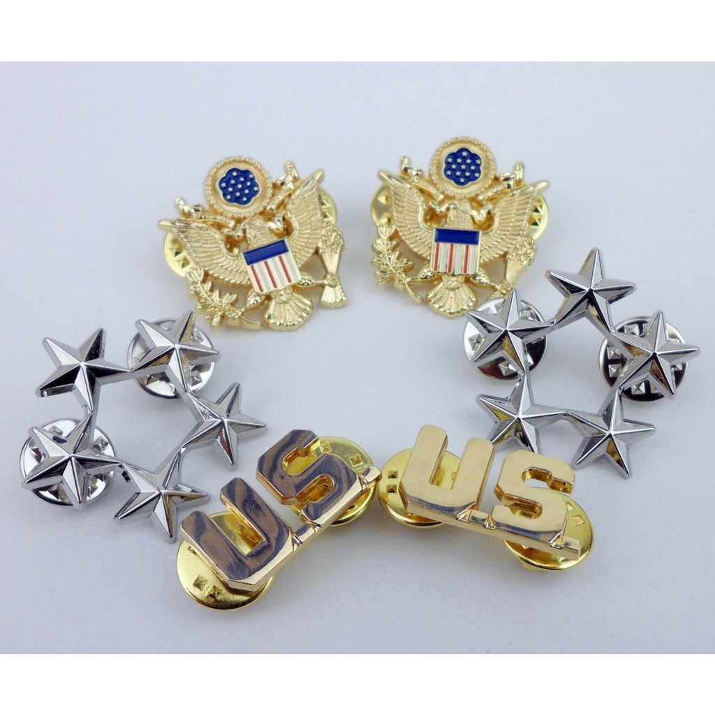 Set WWII US General of the Army Rank Badge U.S. Five Star Eagle Lapel ...