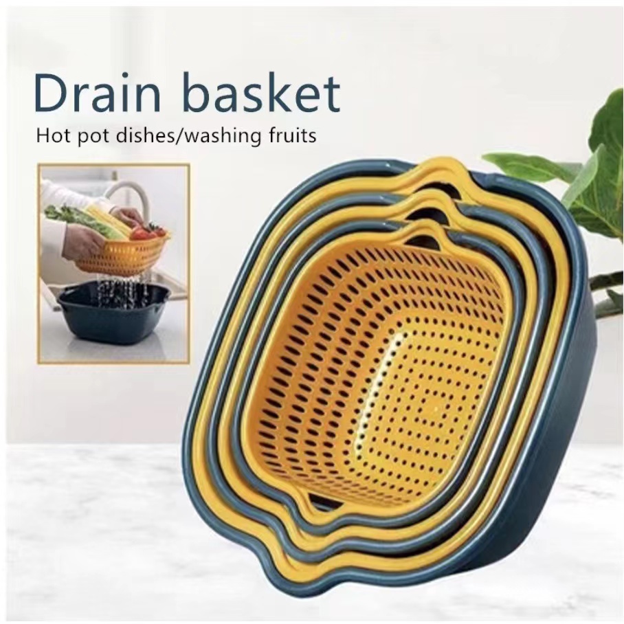 SJW 6PCS Drain Basket Plastic Vegetable Washing Basket Wash Basin ...
