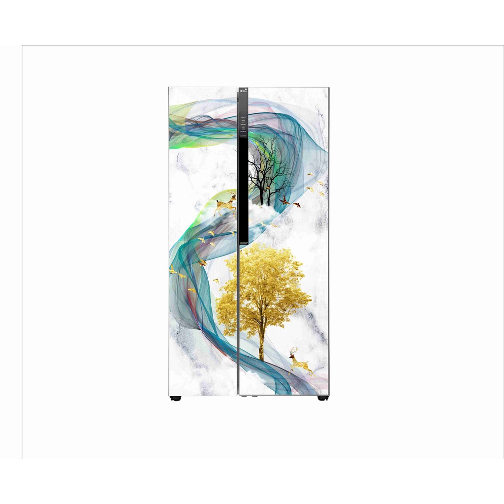 3d refrigerator sticker for side by side cabinet with 2 large doors ...