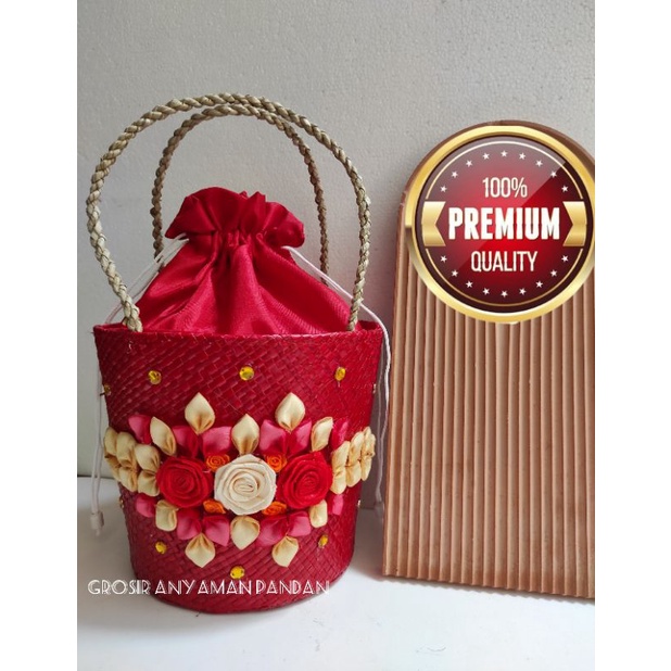 Hampers Bucket Bag 2 Jars Of ROSE Flower pandan Woven Bag premium ...